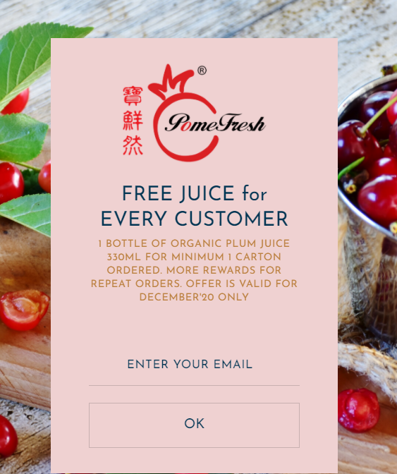 FREE Juice for Every New Customer - PomeFresh Organic Pte Ltd