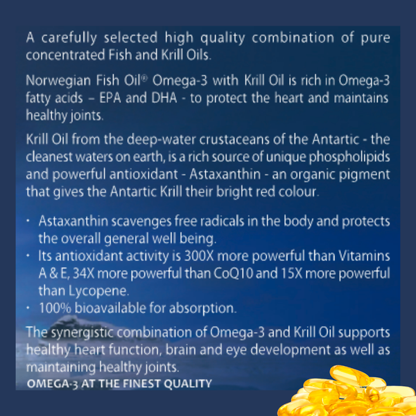 Norwegian Fish Oil Omega-3 with Krill Oil (180 Softgels) - PomeFresh ...